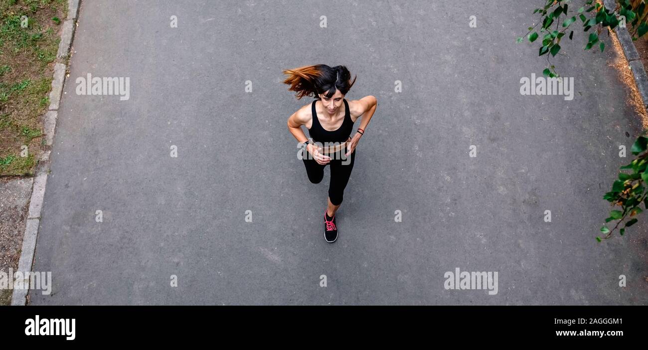 Aerial view of female runner Stock Photo - Alamy