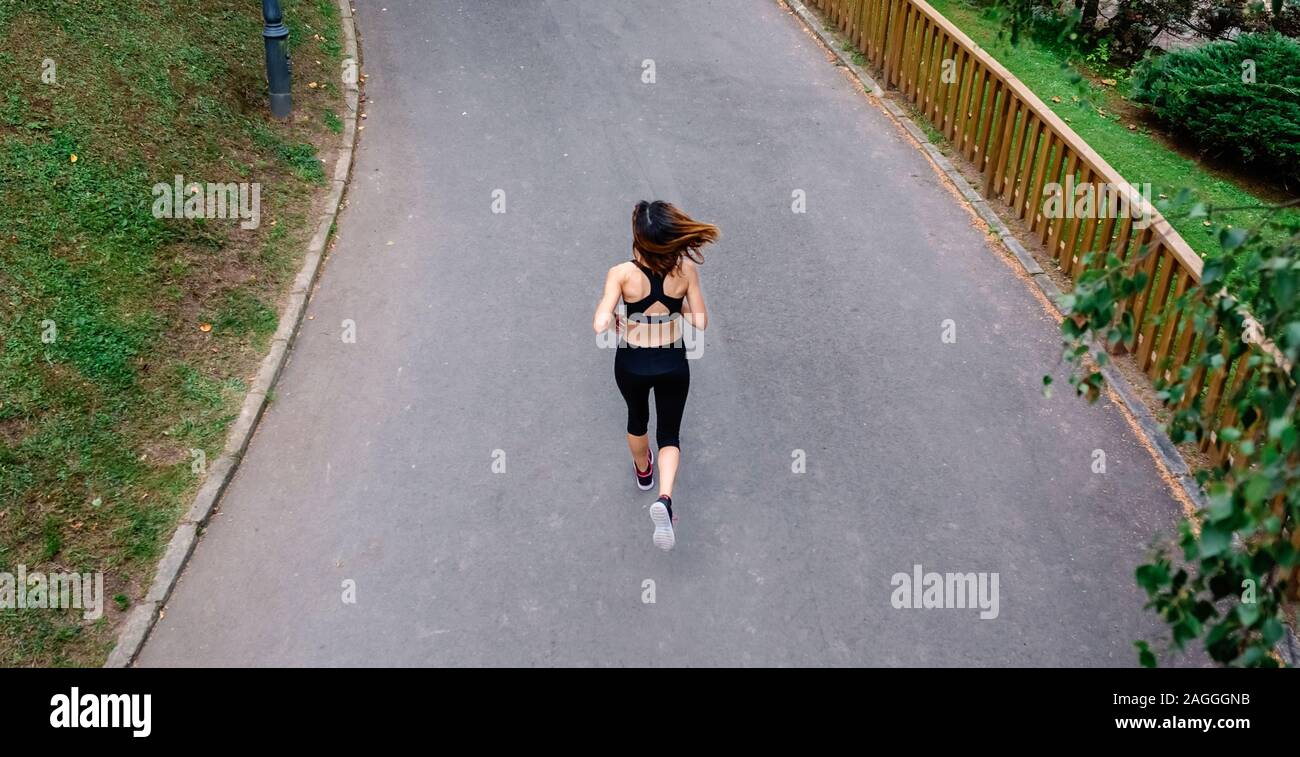Aerial view of female runner Stock Photo - Alamy