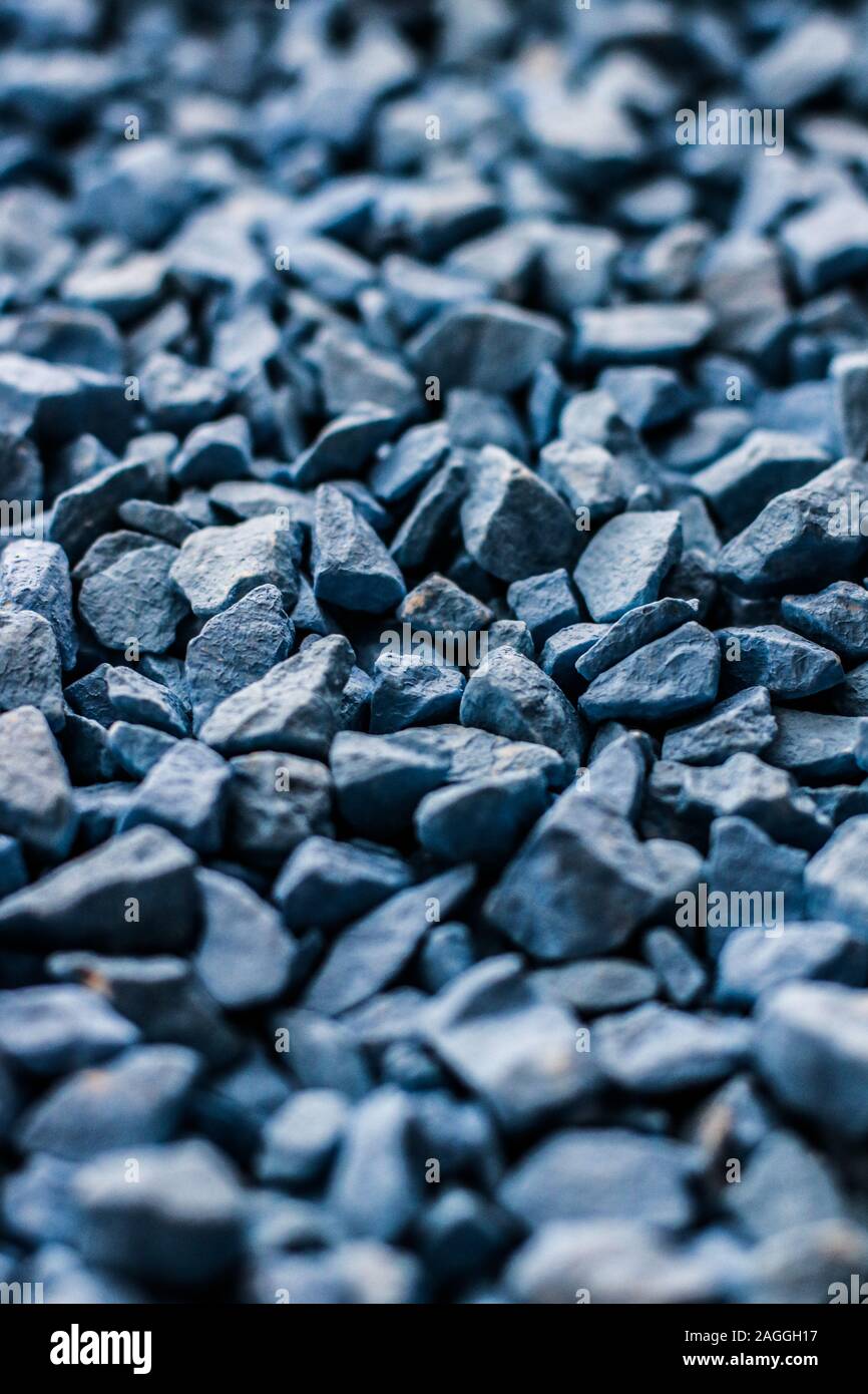 Decor, surface and nature concept - Blue stone pebbles as abstract ...