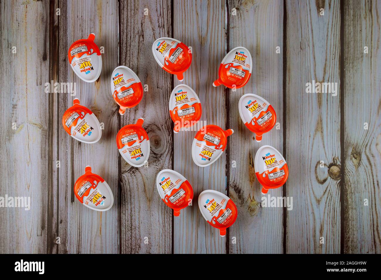 New York NY NOV 08 2019: Kinder Surprise chocolate eggs are a ...