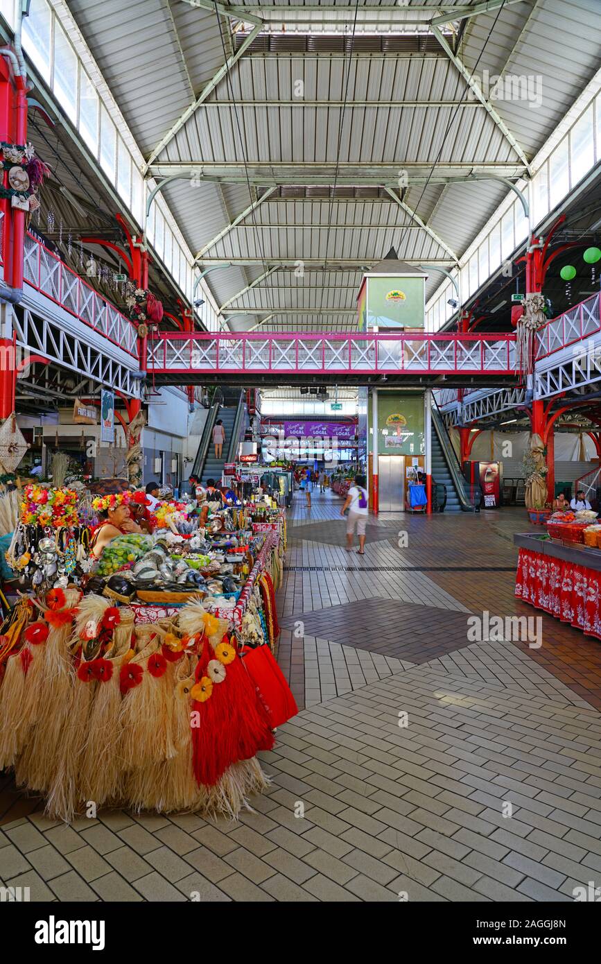 PAPEETE, TAHITI -30 NOV 2018- View of the landmark Marche de Paeete, a ...