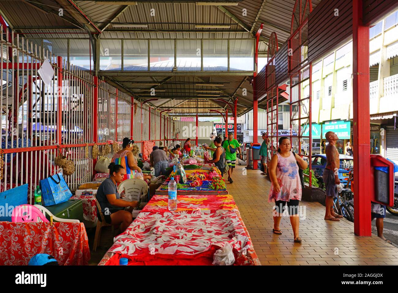 PAPEETE, TAHITI -30 NOV 2018- View of the landmark Marche de Paeete, a ...
