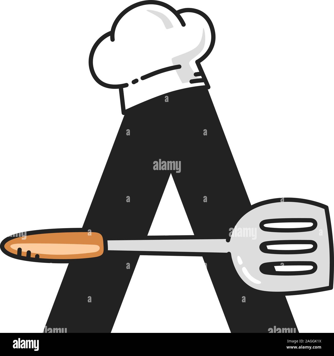 kitchen utensil chef hat alphabet theme logo icon sign vector art Stock ...