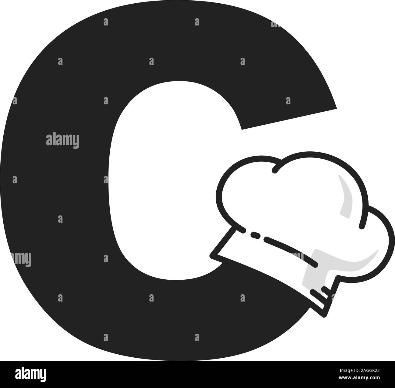 kitchen utensil chef hat alphabet theme logo icon sign vector art Stock ...