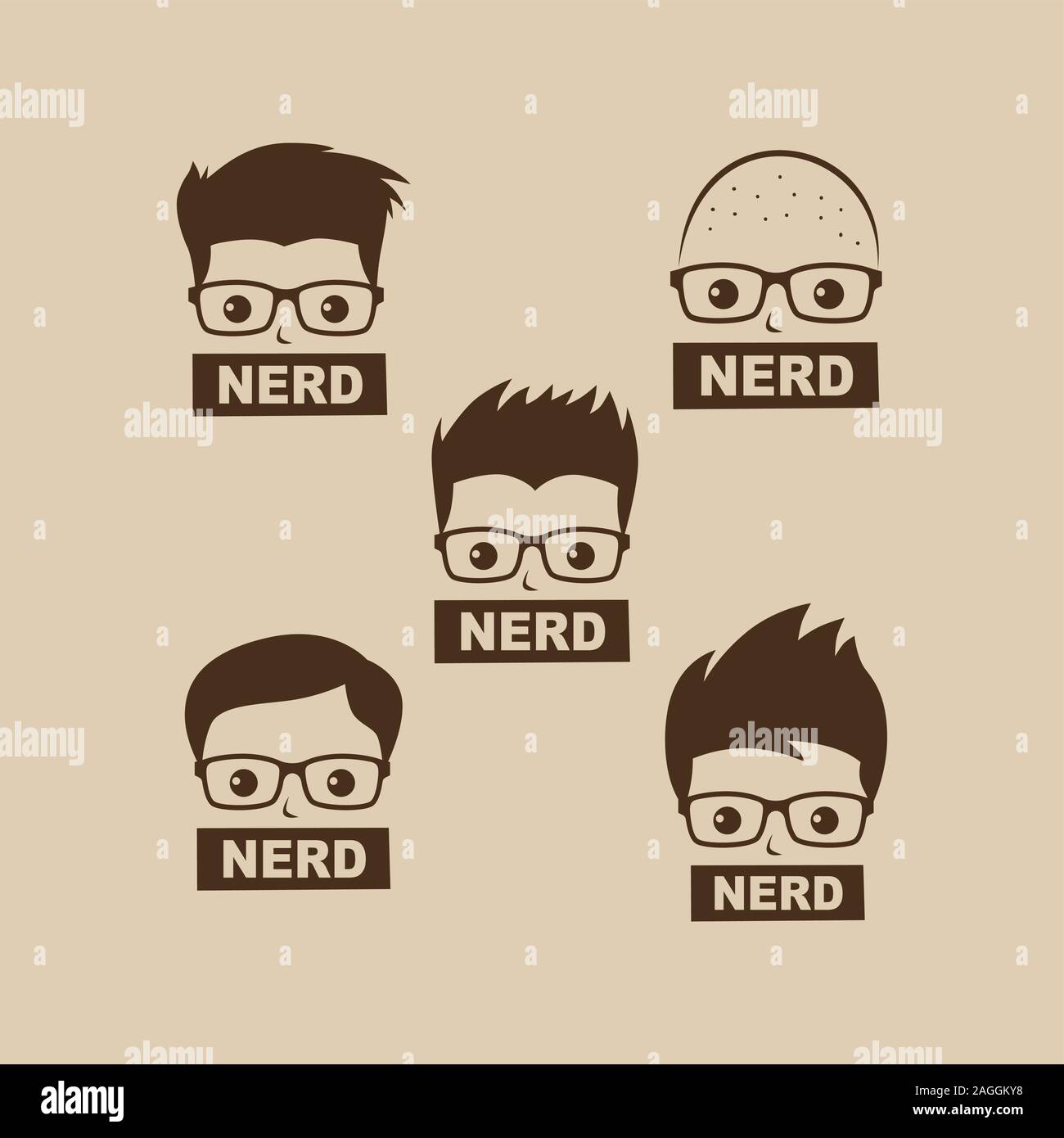 nerd geek guy cartoon character sign logo vector art Stock Vector Image ...