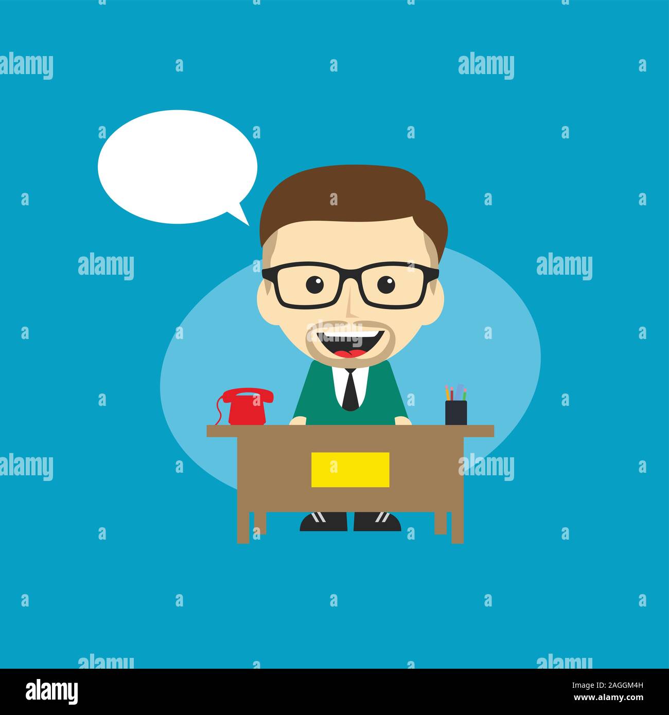 Boy at reception desk Stock Vector Images - Alamy