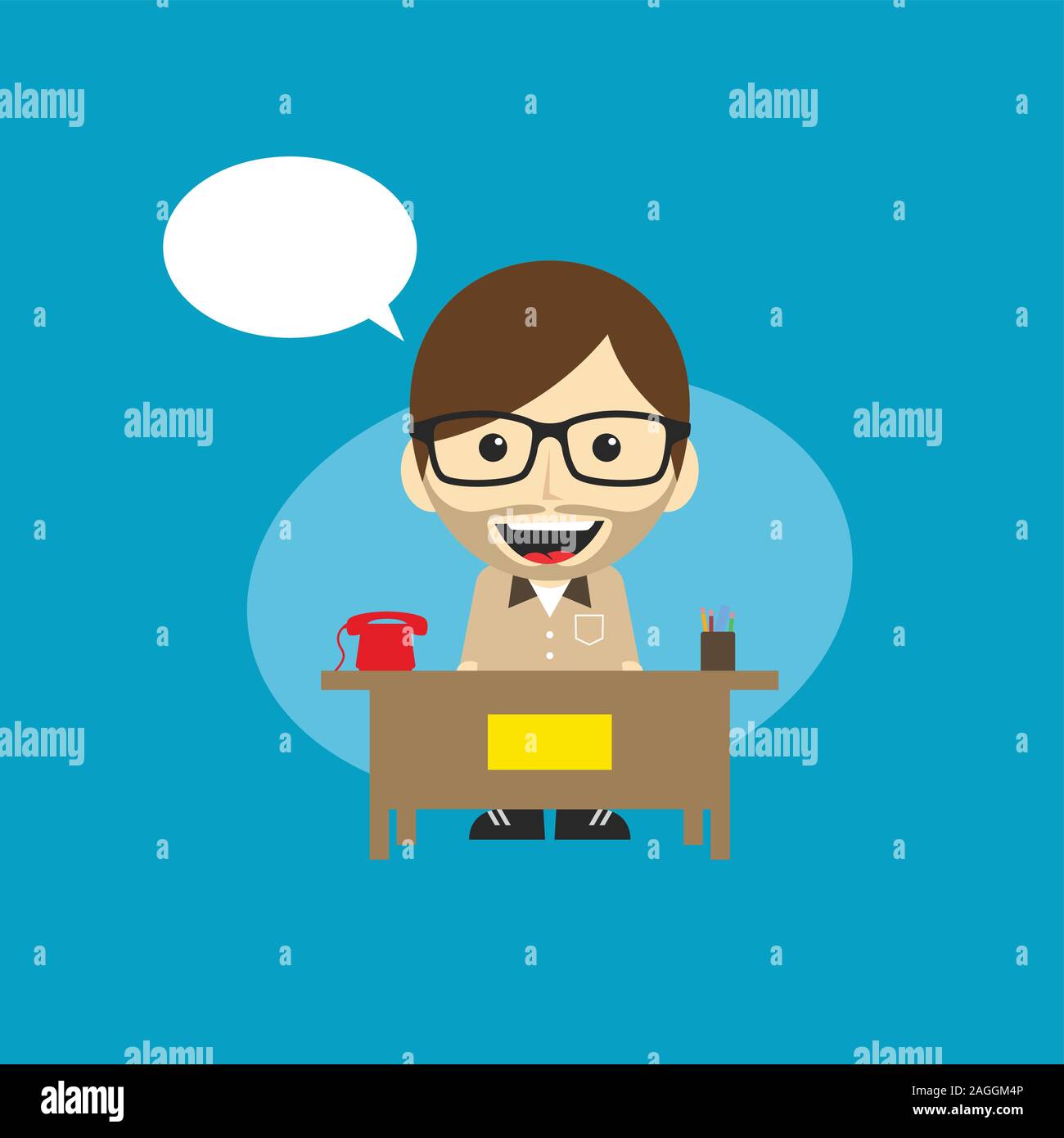 Boy at reception desk Stock Vector Images - Alamy