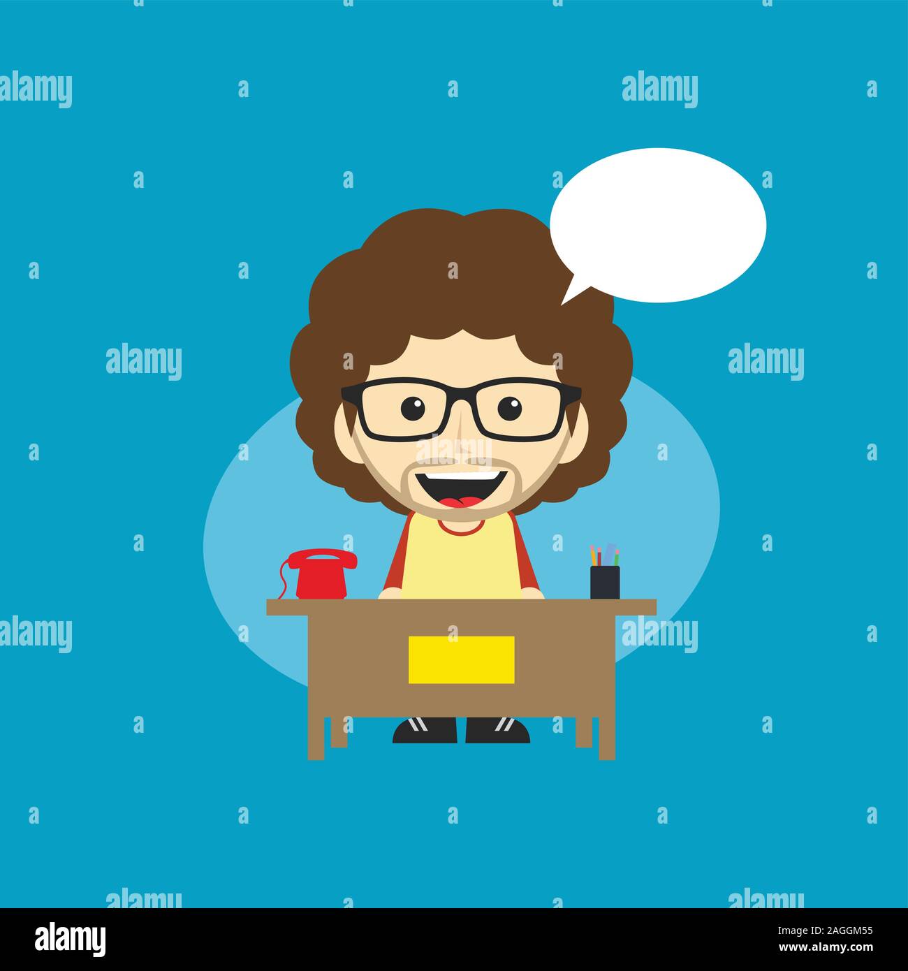 happy customer service receptionist cartoon character vector art Stock ...