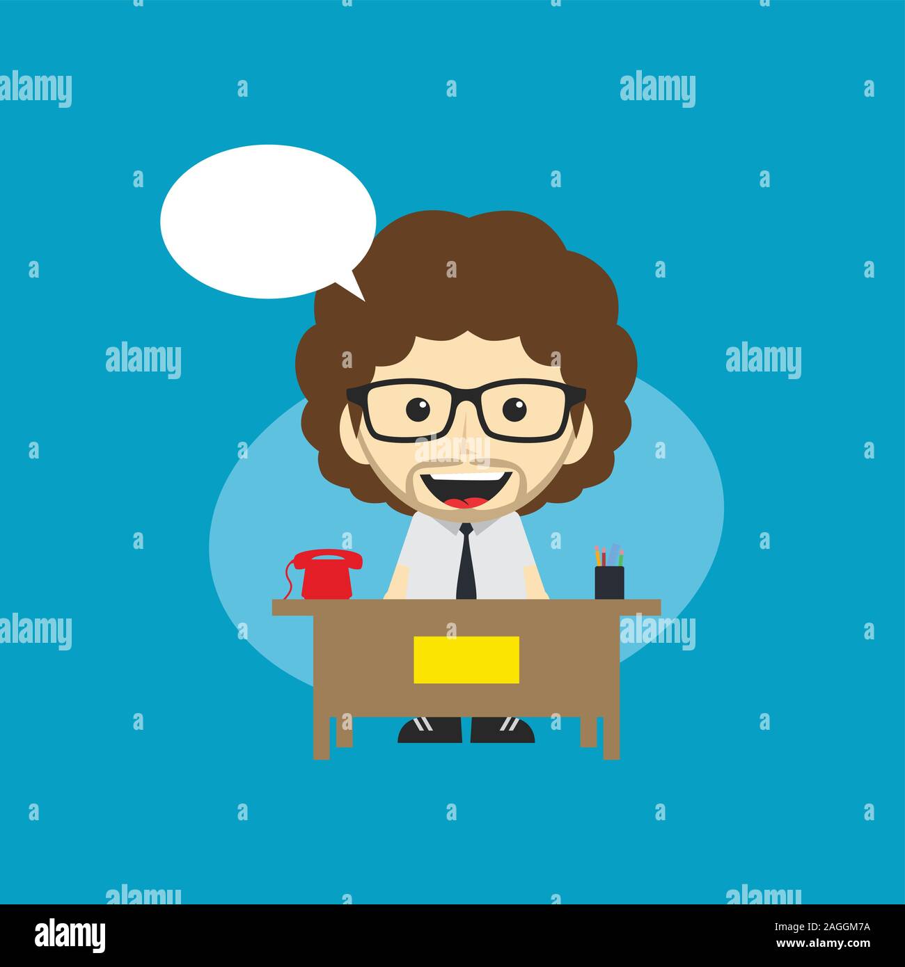 Boy at reception desk Stock Vector Images - Alamy