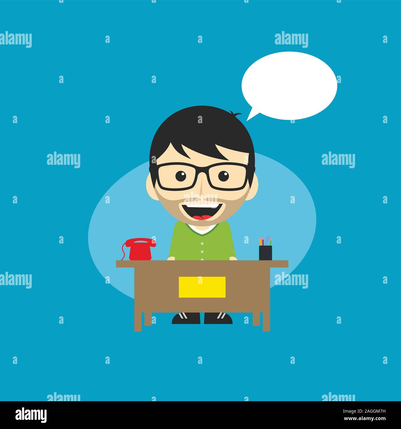 Boy at reception desk Stock Vector Images - Alamy