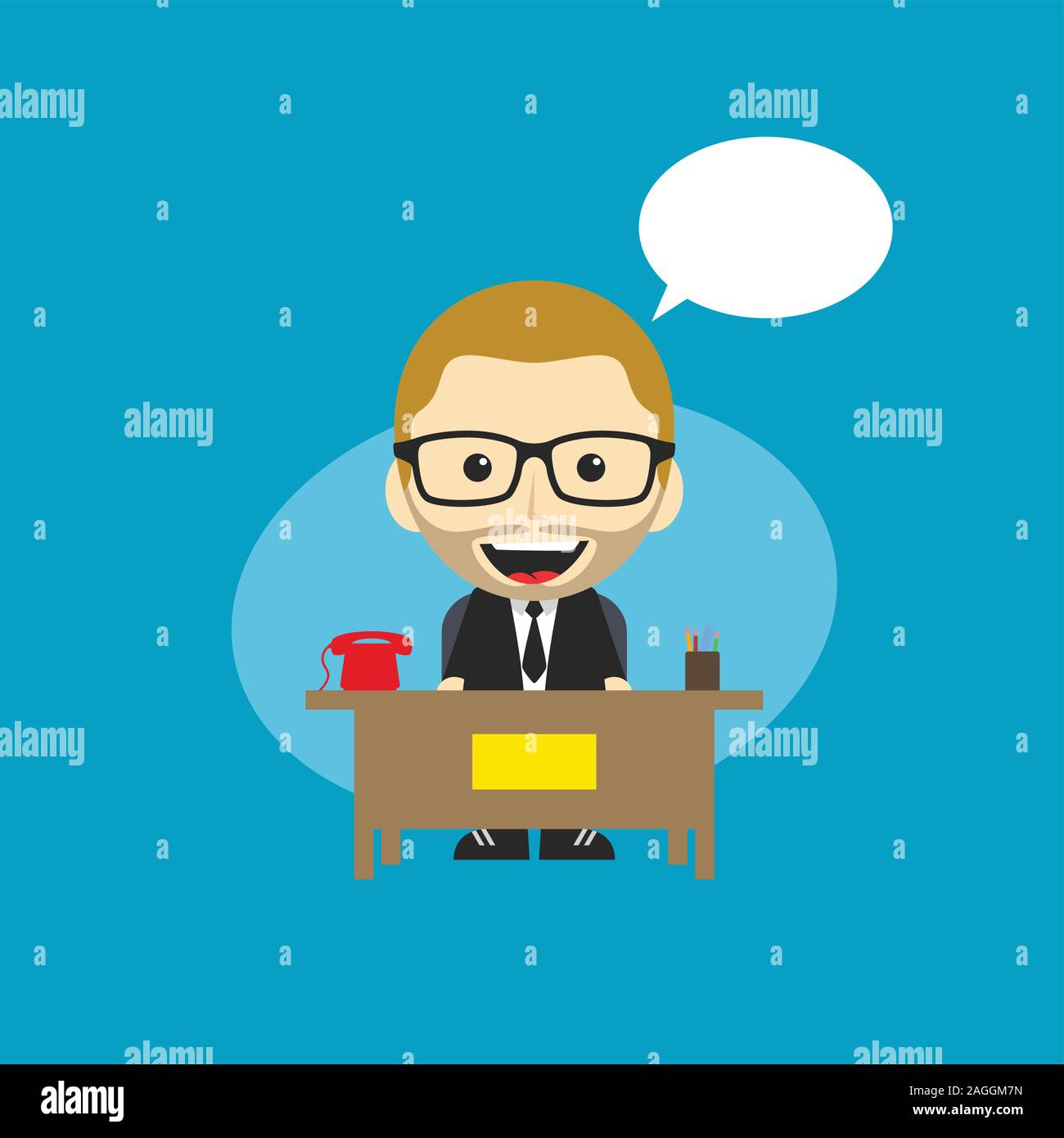 happy customer service receptionist cartoon character vector art Stock ...