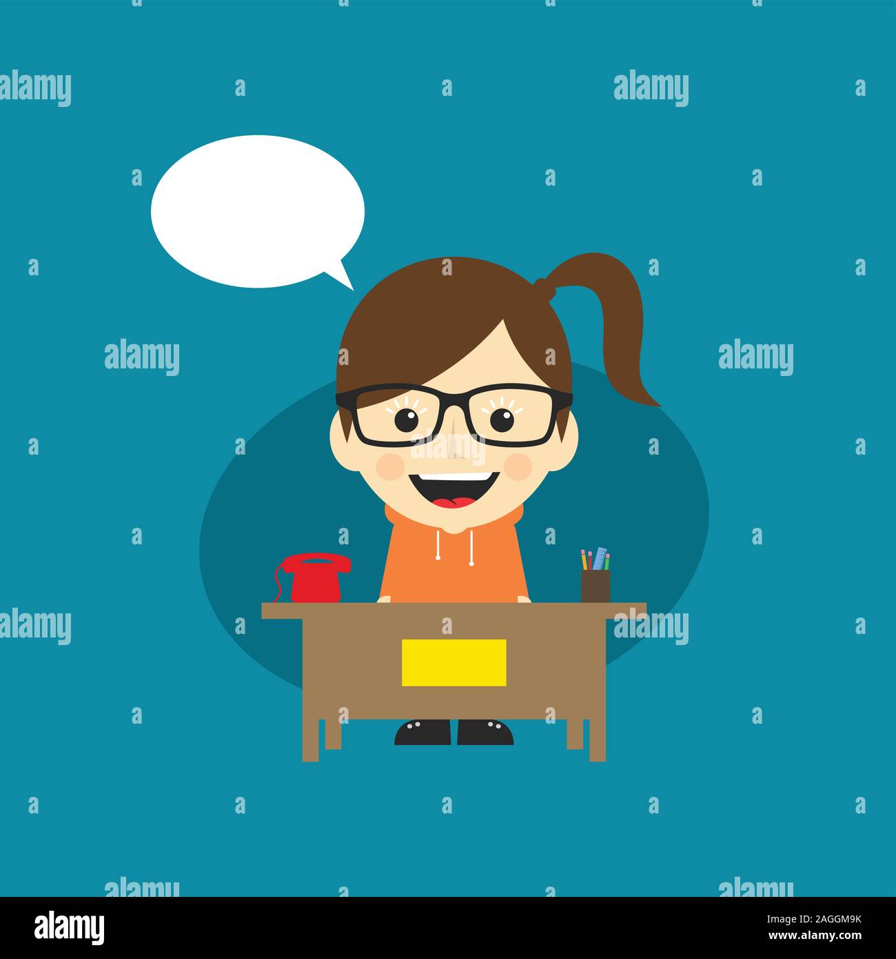 happy customer service receptionist cartoon character vector art Stock ...