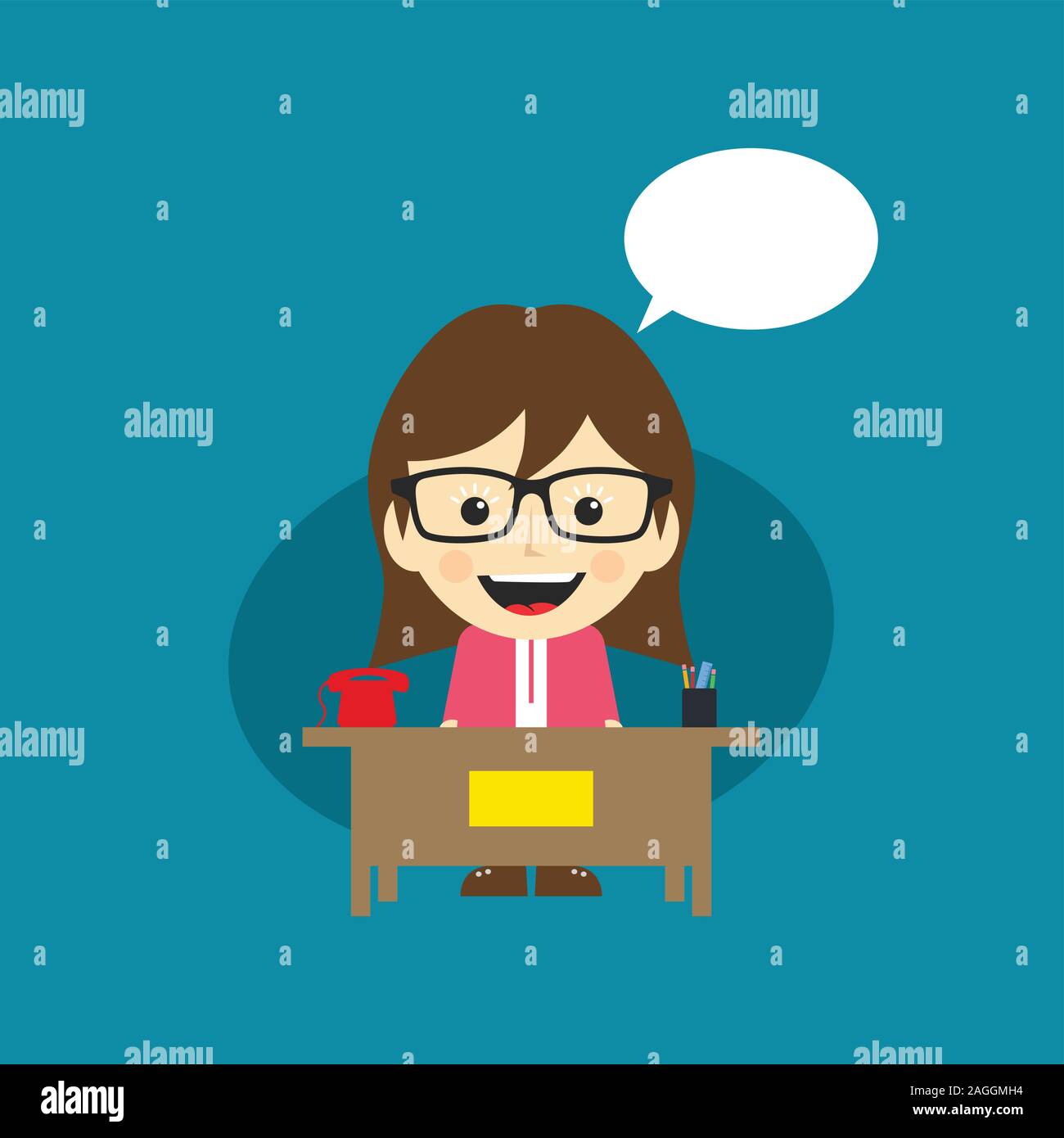 happy customer service receptionist cartoon character vector art Stock ...