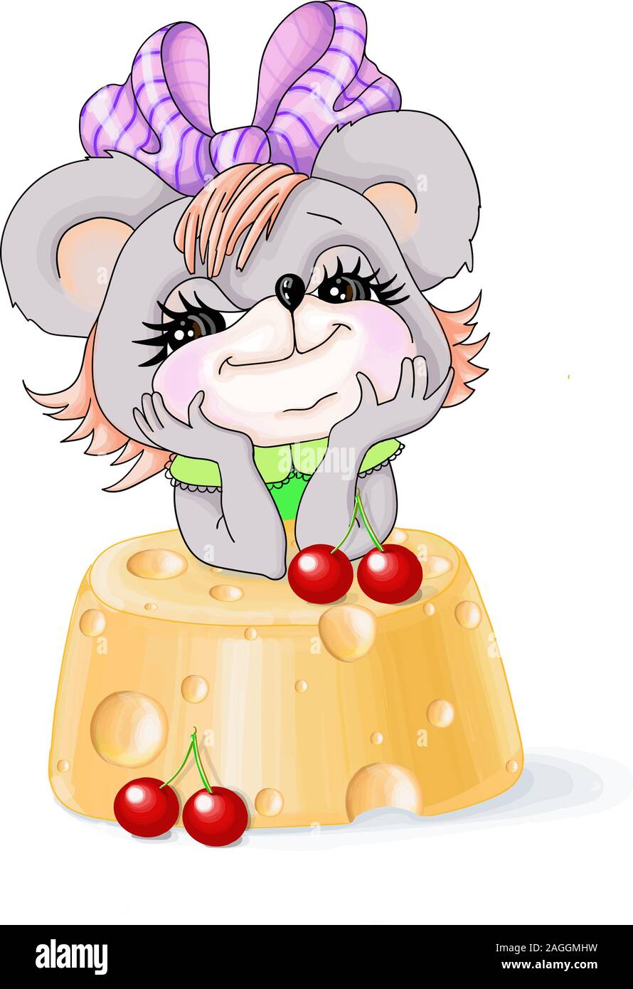 vector illustrations of cute mouse in cheese,east Stock Vector Image ...