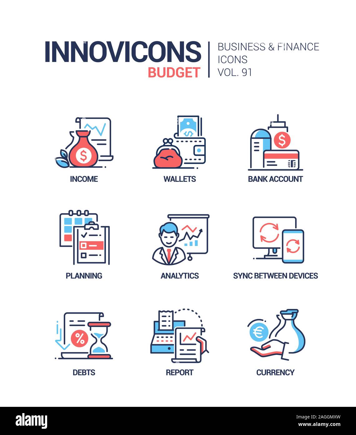 Planning linear icons set Stock Vector Images - Alamy