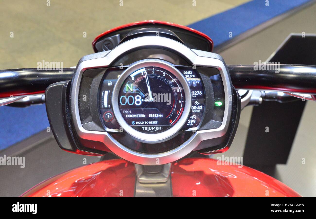 Triumph Rocket 111 2019 model instrument binnacle Stock Photo - Alamy