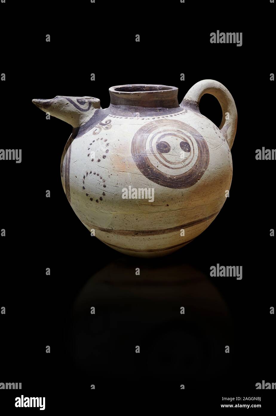 Minoan clay polychrome pithoid jar with painted circles, Akrotiri ...