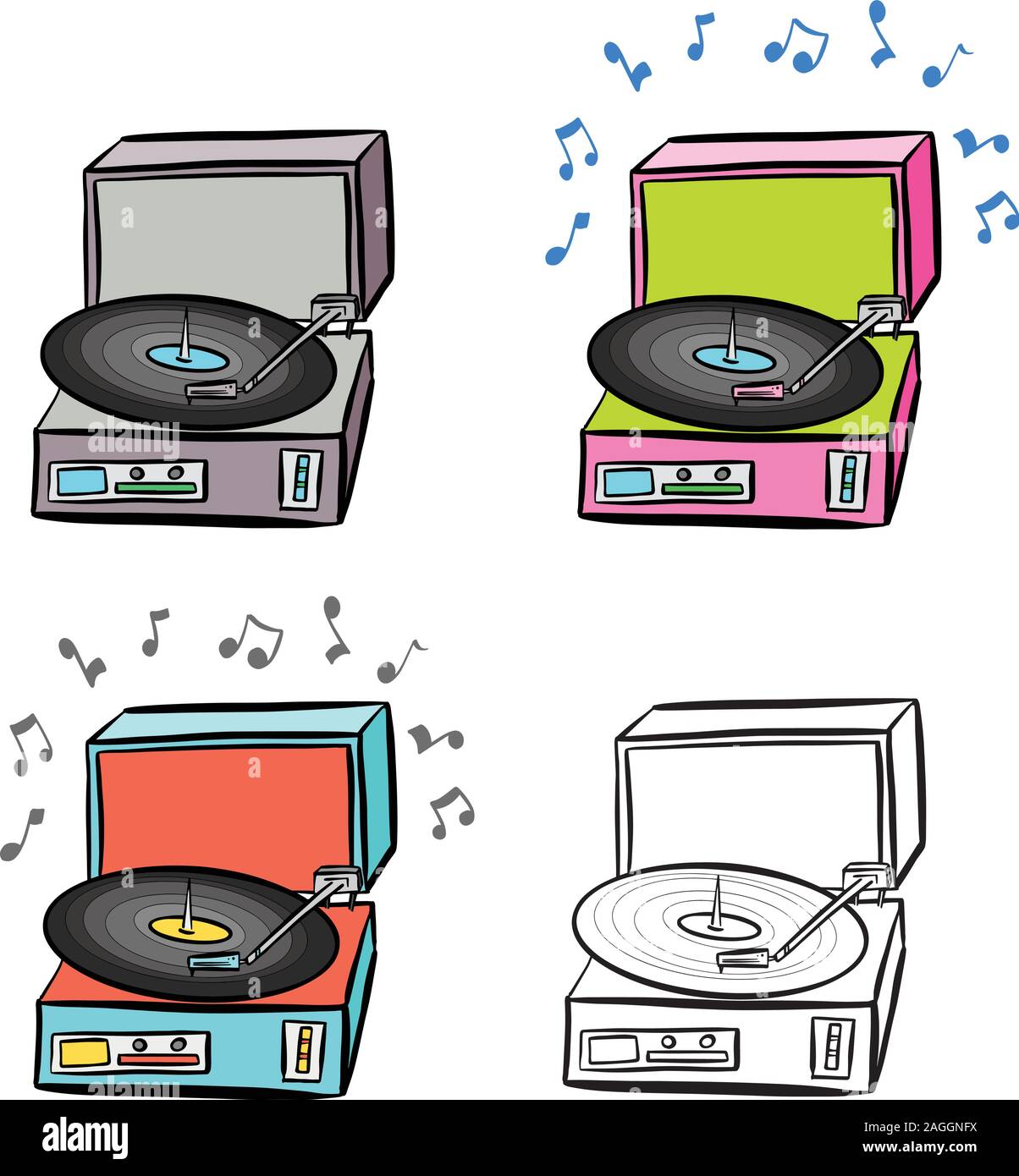 Cartoon Retro Record Player Vector Logo Illustration Stock Vector Image ...