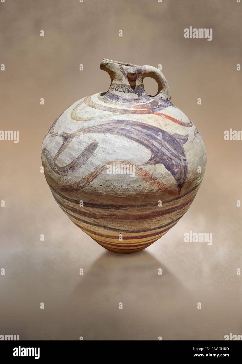 Large Minoan polychrome jug decorated with dolphins, Akrotiri, Thira ...