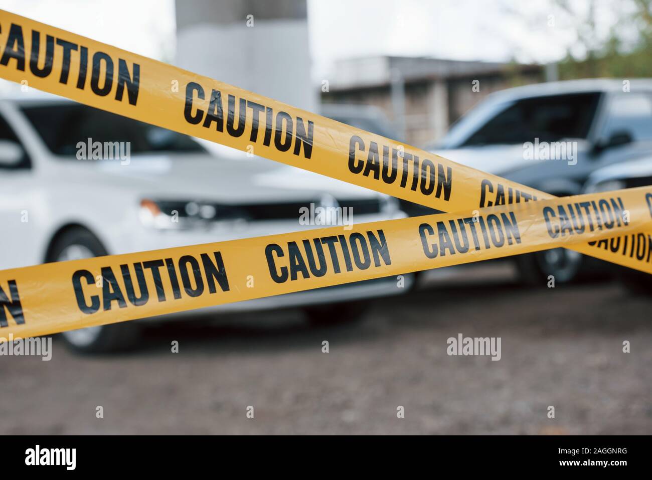 For the safety, do not enter this area. Yellow caution tape near the ...