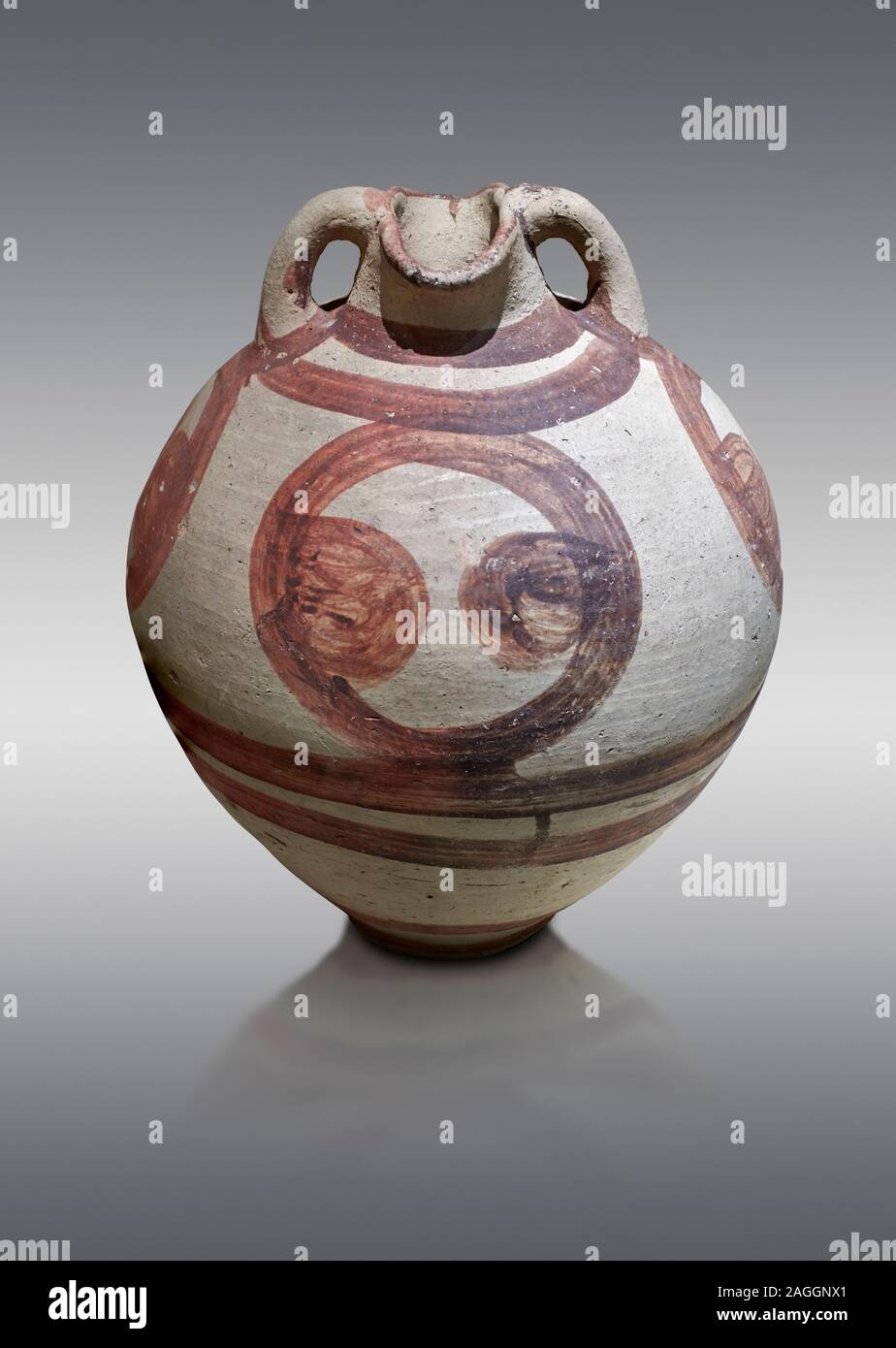 Minoan polychrome amphora decorated with large circles, Akrotiri, Thira ...