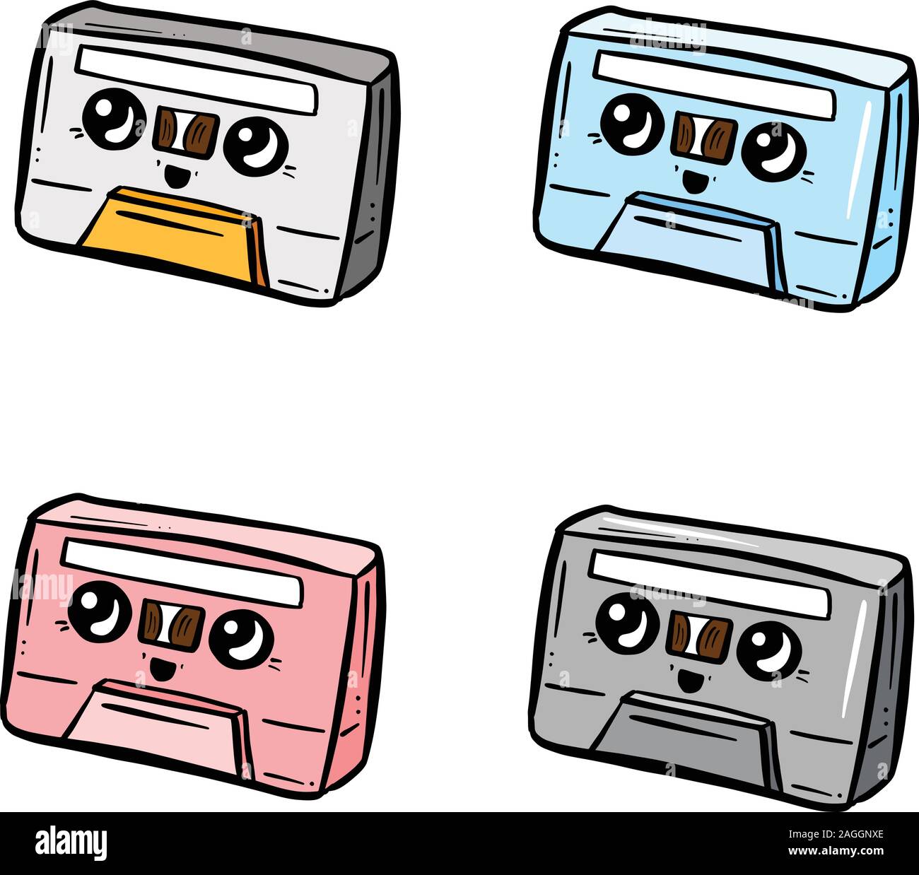 Cartoon Retro Cassette Tape Vector Logo Illustration Stock Vector Image ...