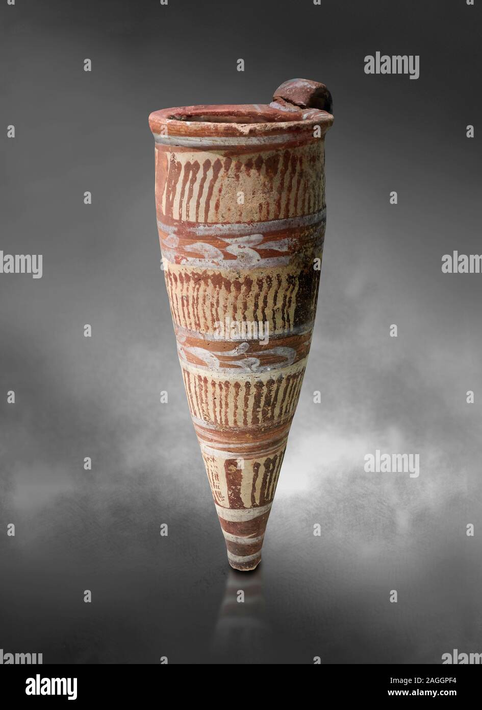 Minoan Thiran conical rhython decorated with vertical bands of wavy ...