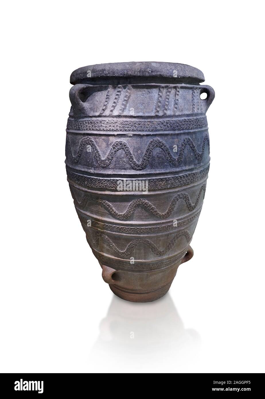 Large Pithos storage jar decorated with wavy lbands and linaear A ...