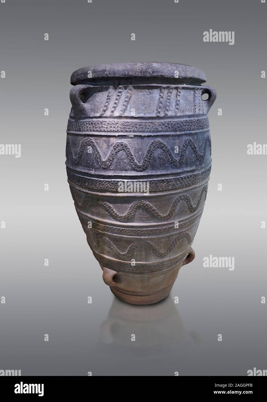 Large Pithos storage jar decorated with wavy lbands and linaear A ...