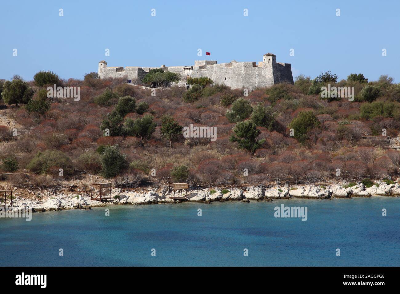 Ali Pasha Fortress, built by Ali Pasha, in the Bay of Palermo, in south ...