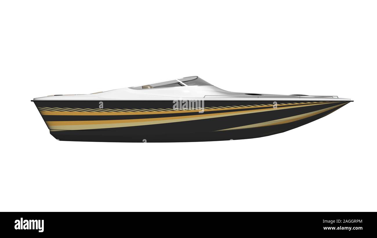 Speed boat, vessel isolated on white background, side view Stock Photo ...