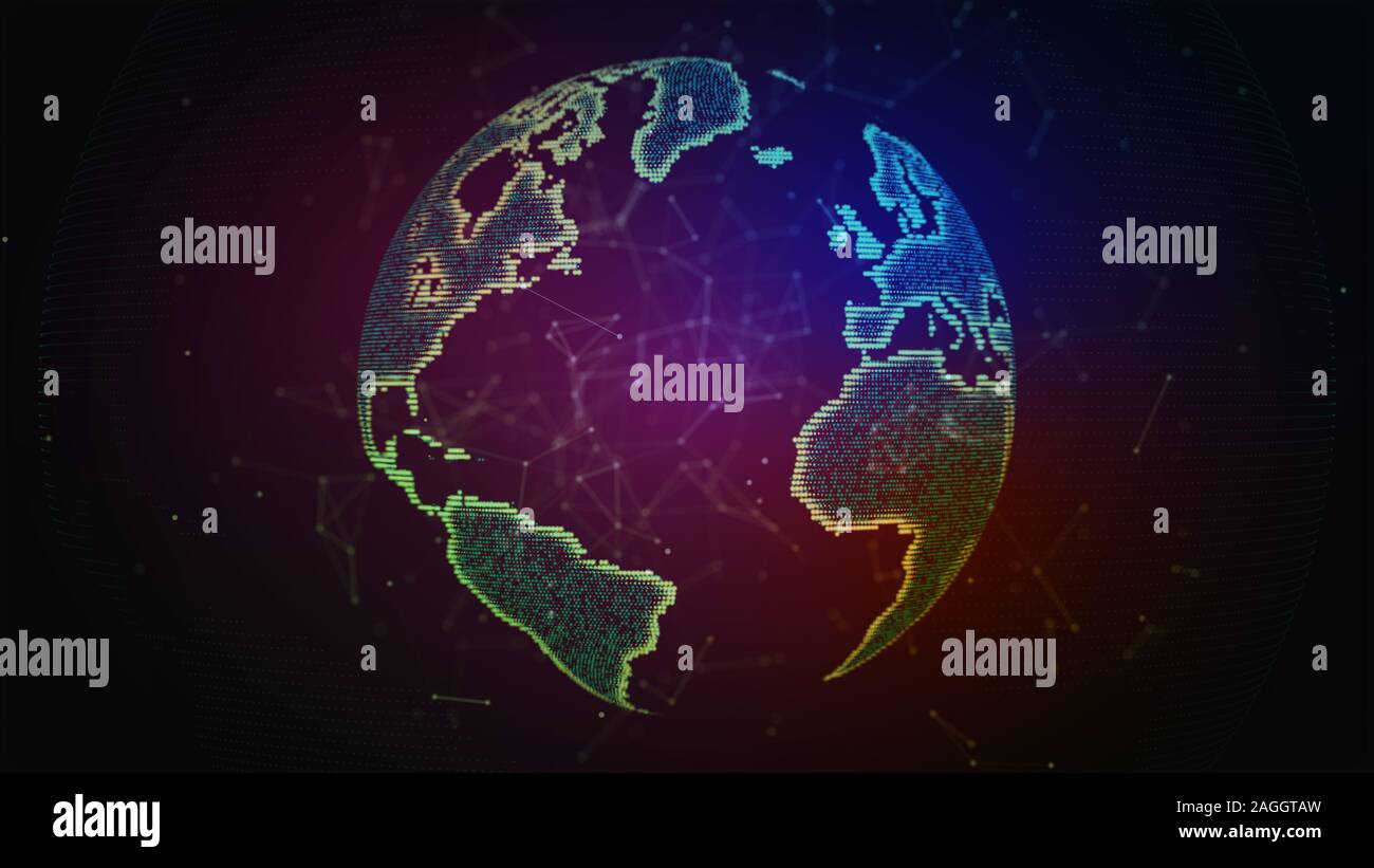 Connection lines Around Earth Globe. Background with Light Effect ...