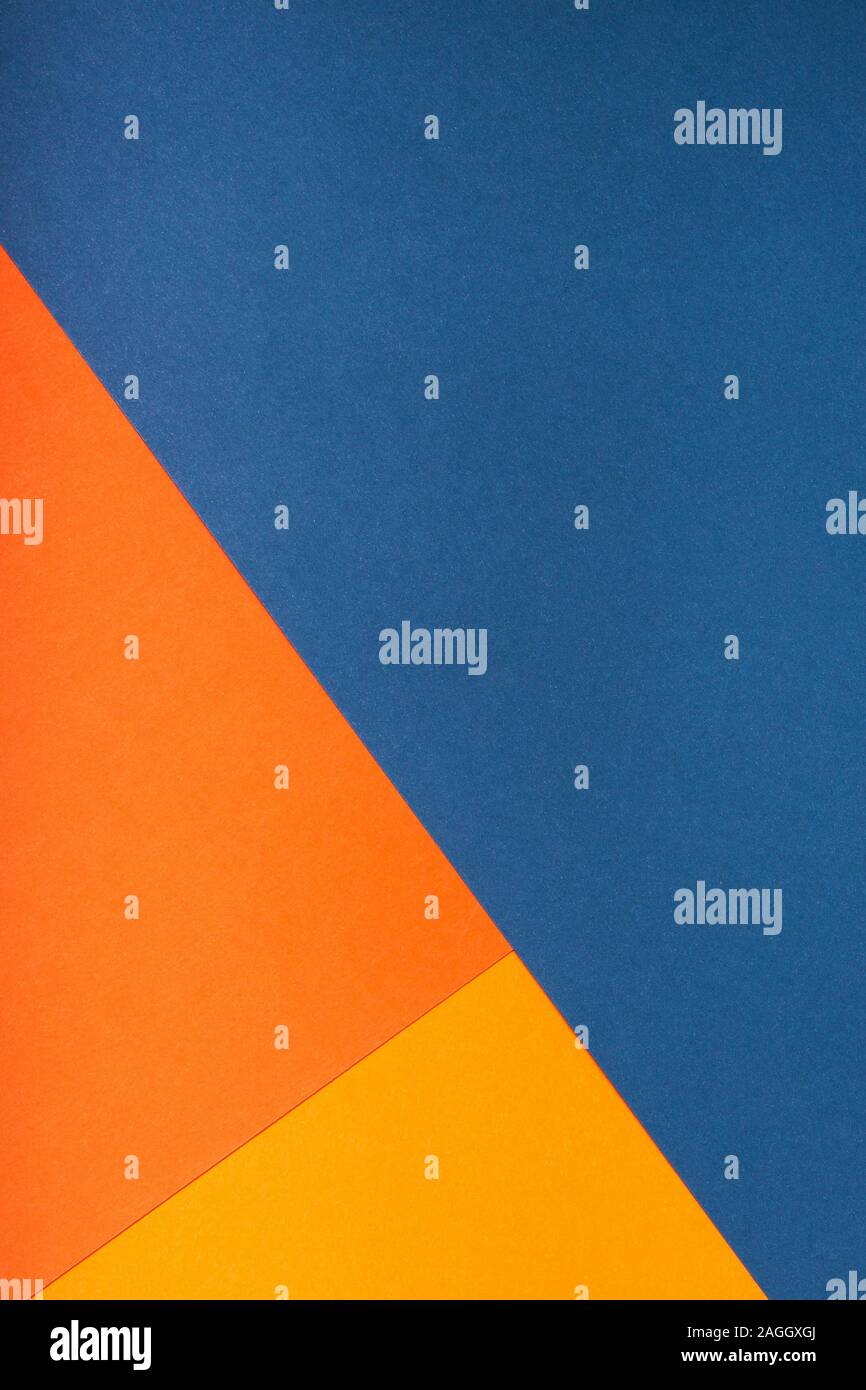 Abstract geometric paper background. Trendy blue and orange colors ...