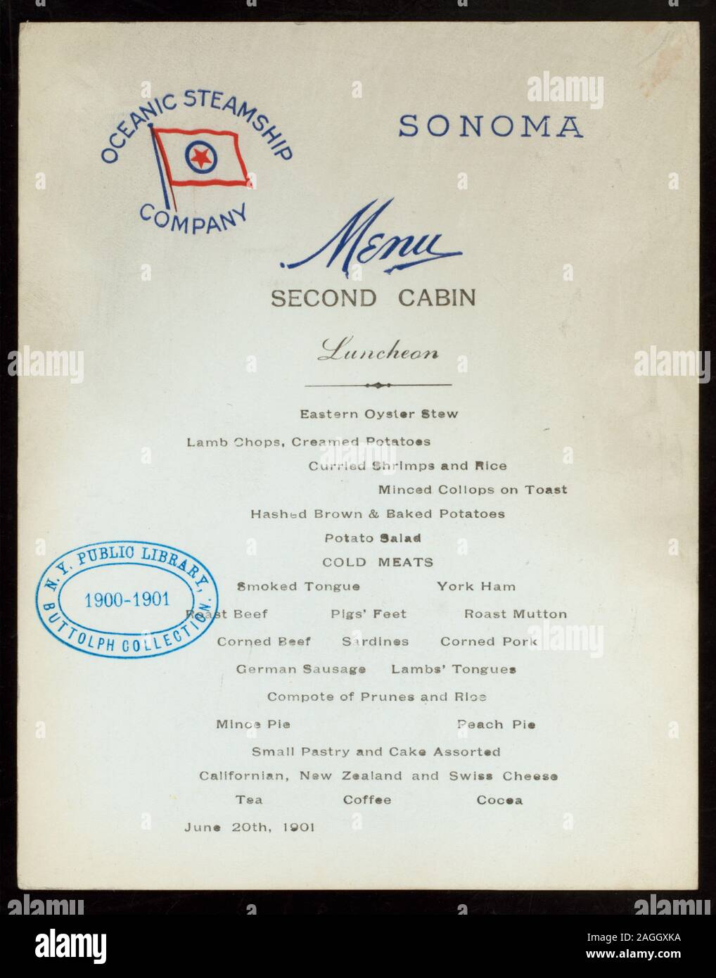 STEAMSHIP COMPANY LOGO AT TOP OF MENU; LUNCHEON [held by] OCEANIC ...