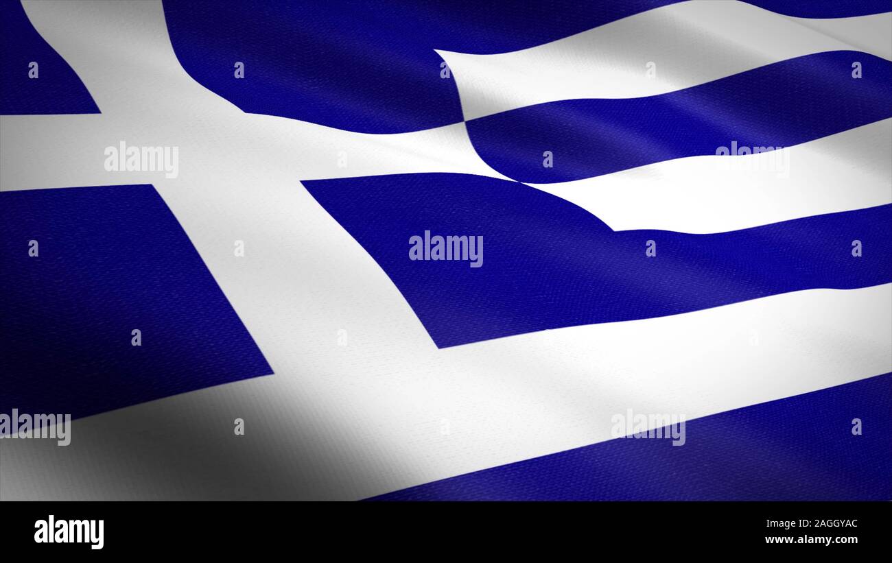 Flag of Greece. Realistic waving flag 3D render illustration with ...