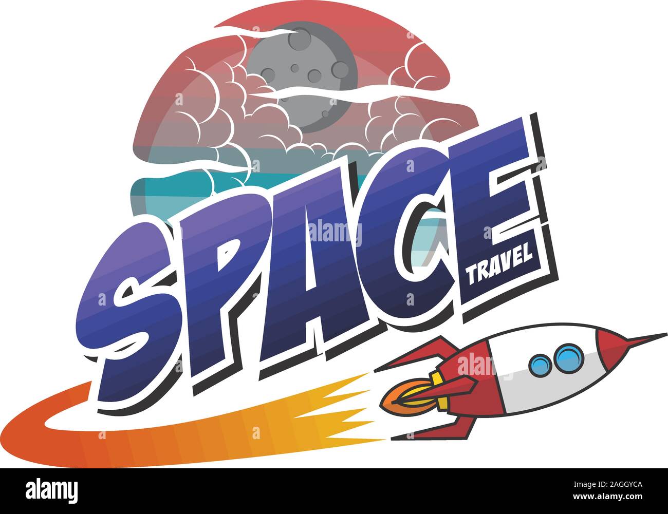 rocket ship space travel theme vector art illustration Stock Vector ...