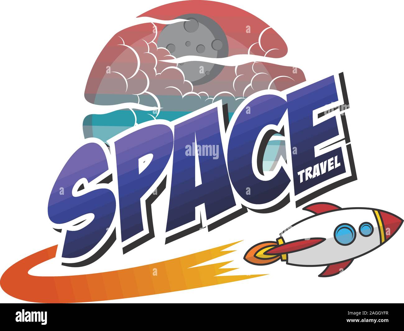 rocket ship space travel theme vector art illustration Stock Vector ...