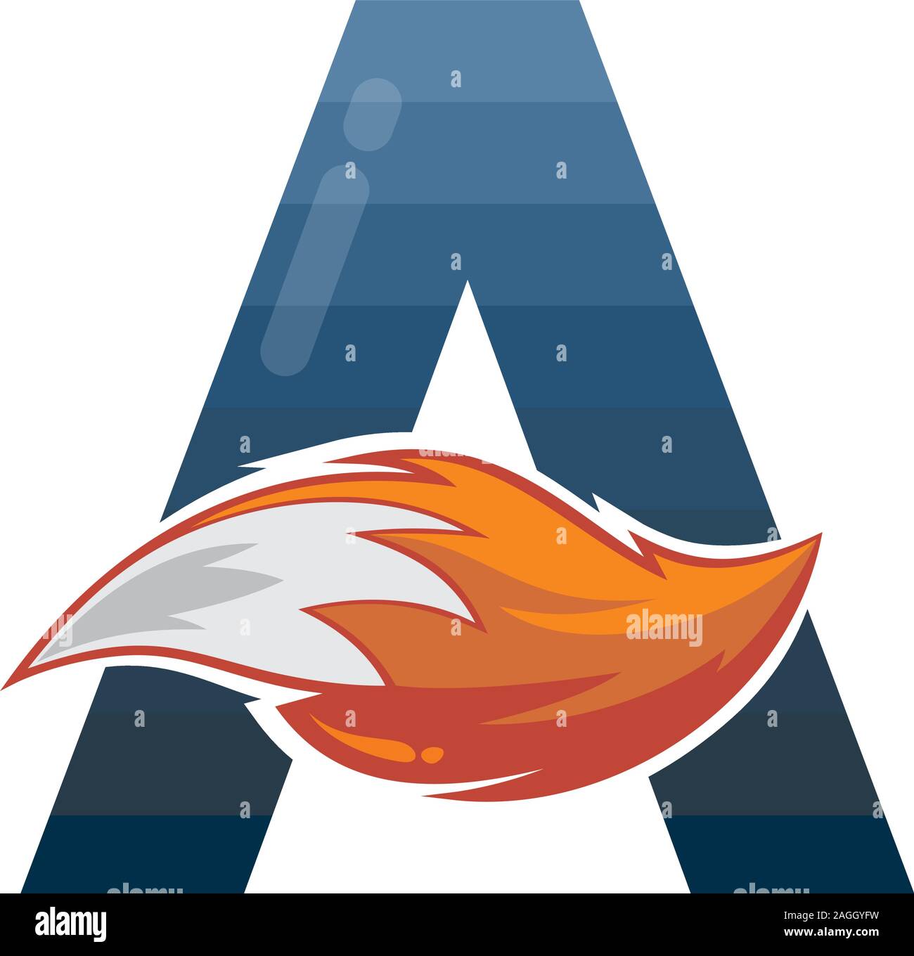 fox tail fire logo logotype alphabet initial letter design vector art ...