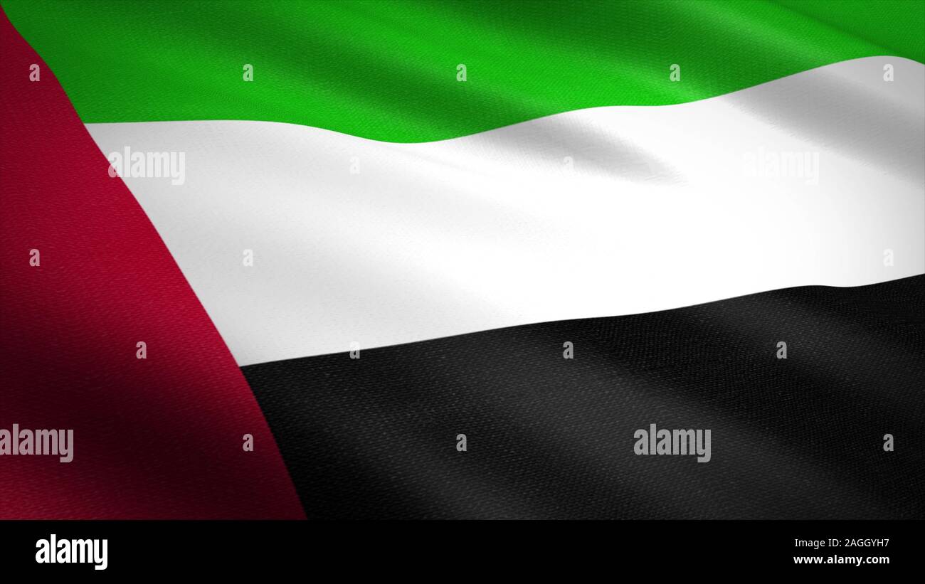 Flag of The United Arab Emirates. Realistic waving flag 3D render ...