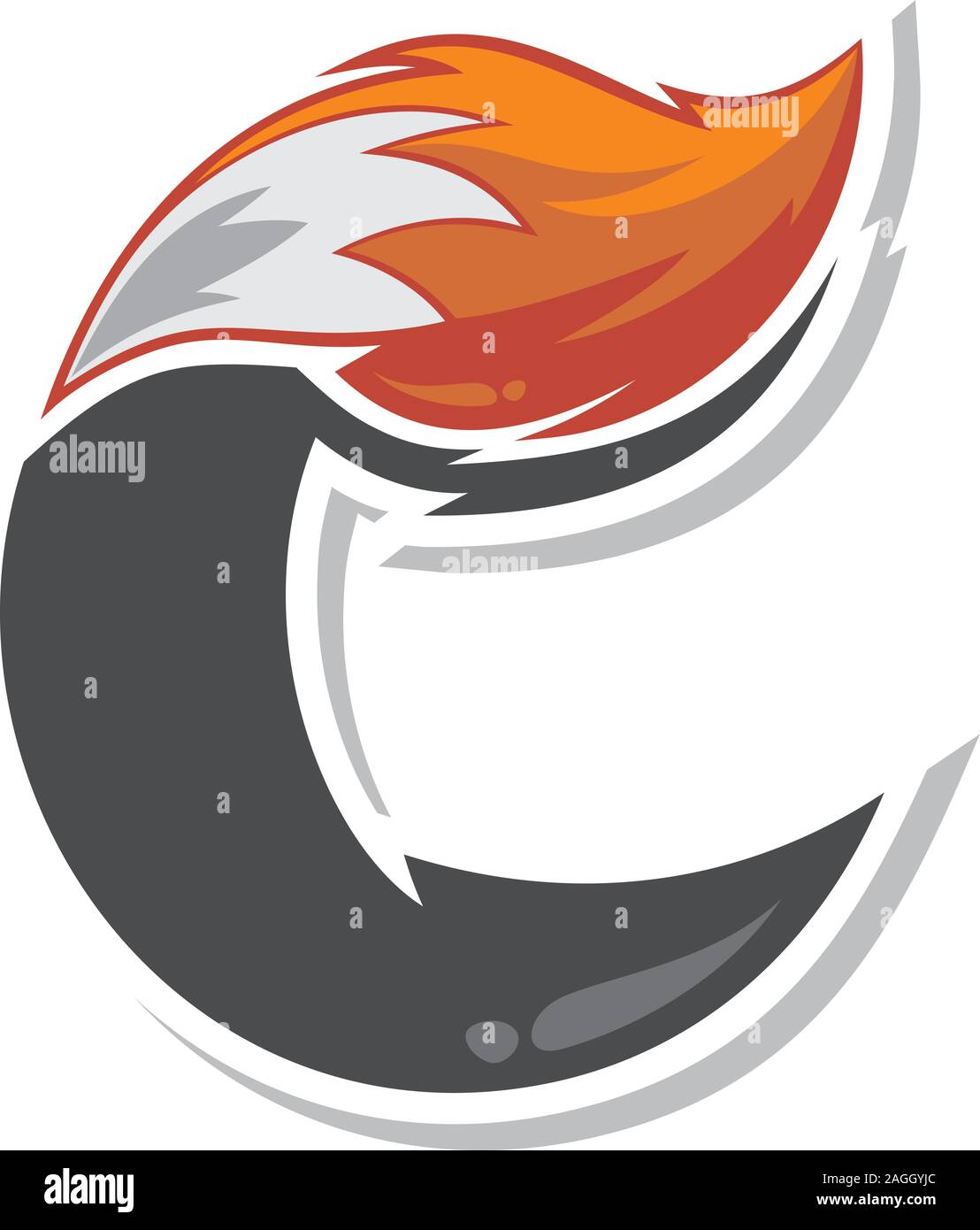 fox tail fire logo logotype alphabet initial letter design vector art ...
