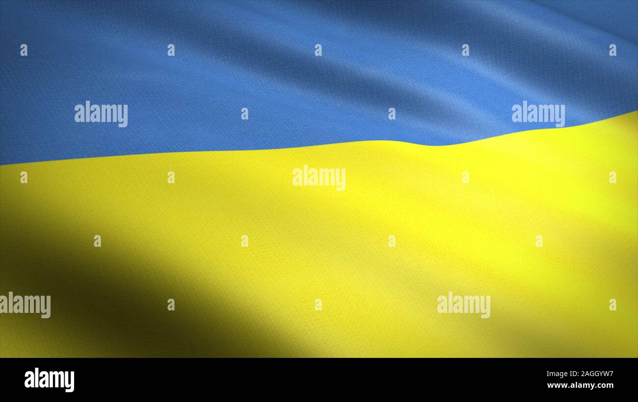 Flag of Ukraine. Realistic waving flag 3D render illustration with ...