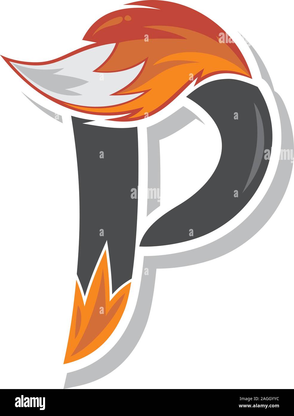 fox tail fire logo logotype alphabet initial letter design vector art ...