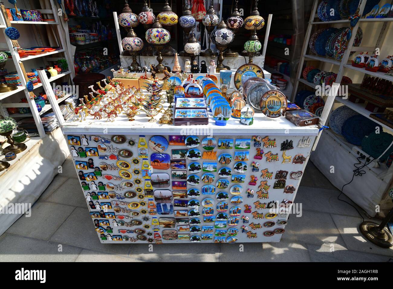 Doha, Qatar. Selling souvenirs on Souq Waqif - marketplace for selling ...