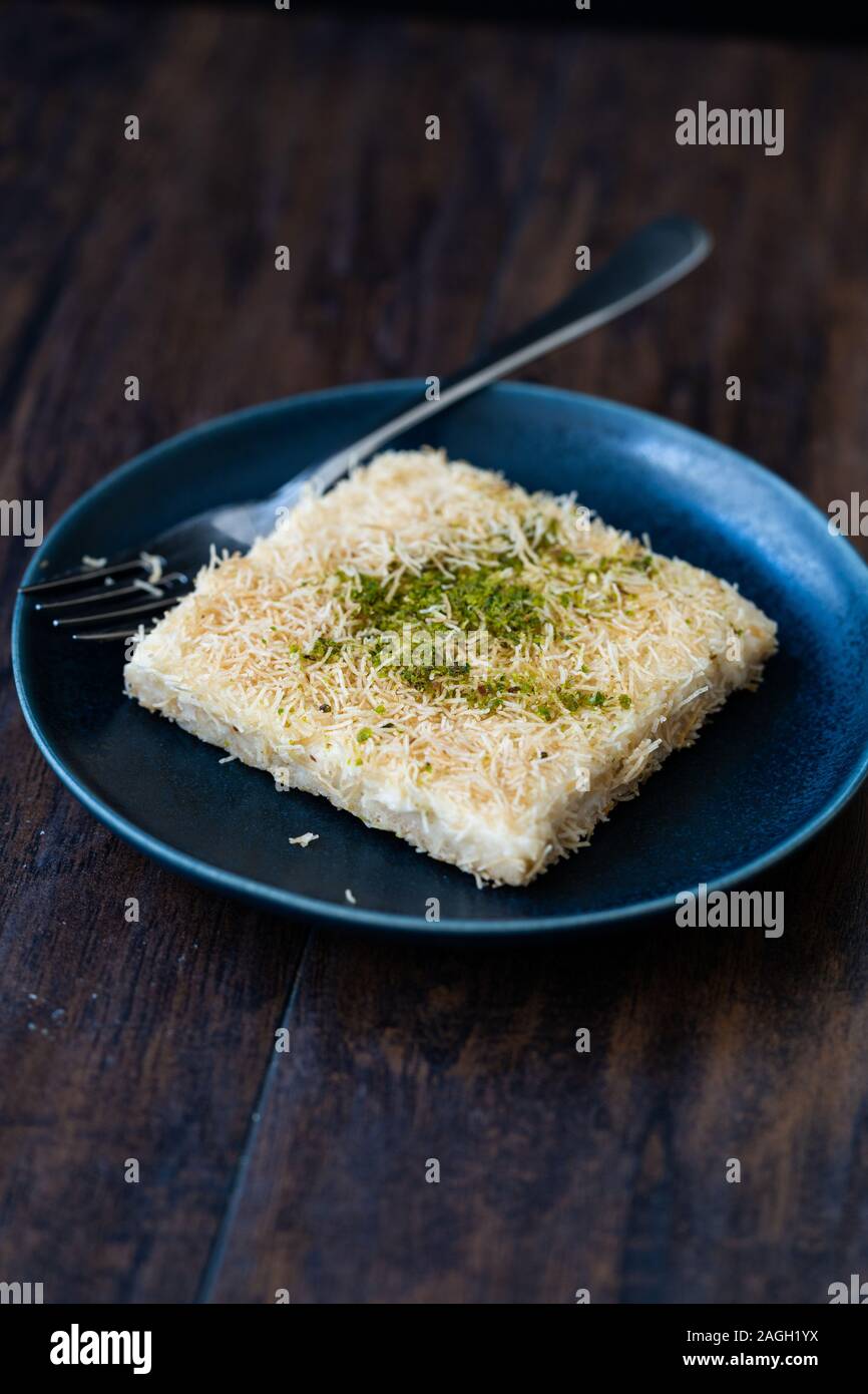 Turkish Dessert Custard Pudding Muhallebi Kadayif with Pistachio Powder ...