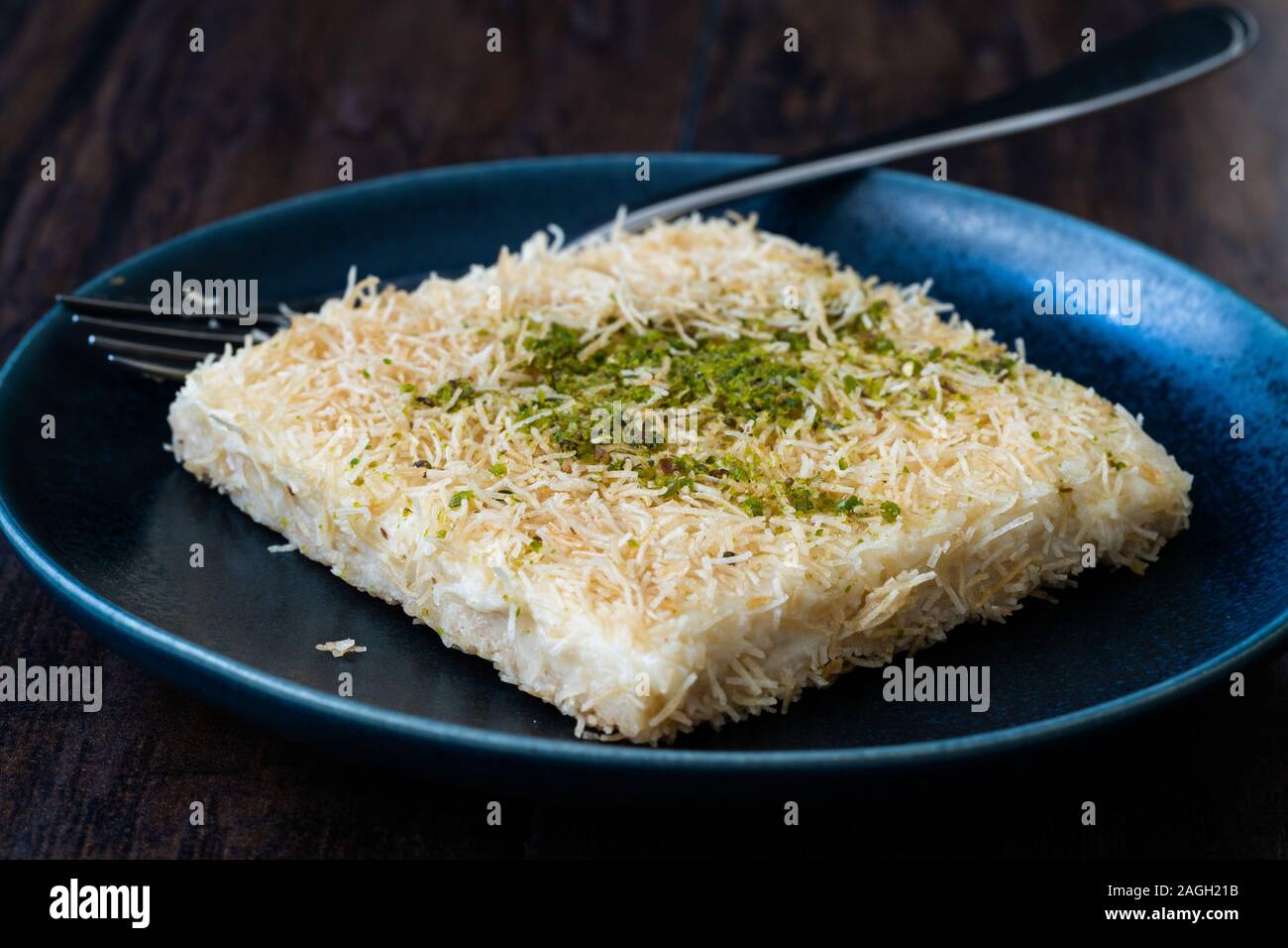 Turkish Dessert Custard Pudding Muhallebi Kadayif with Pistachio Powder ...