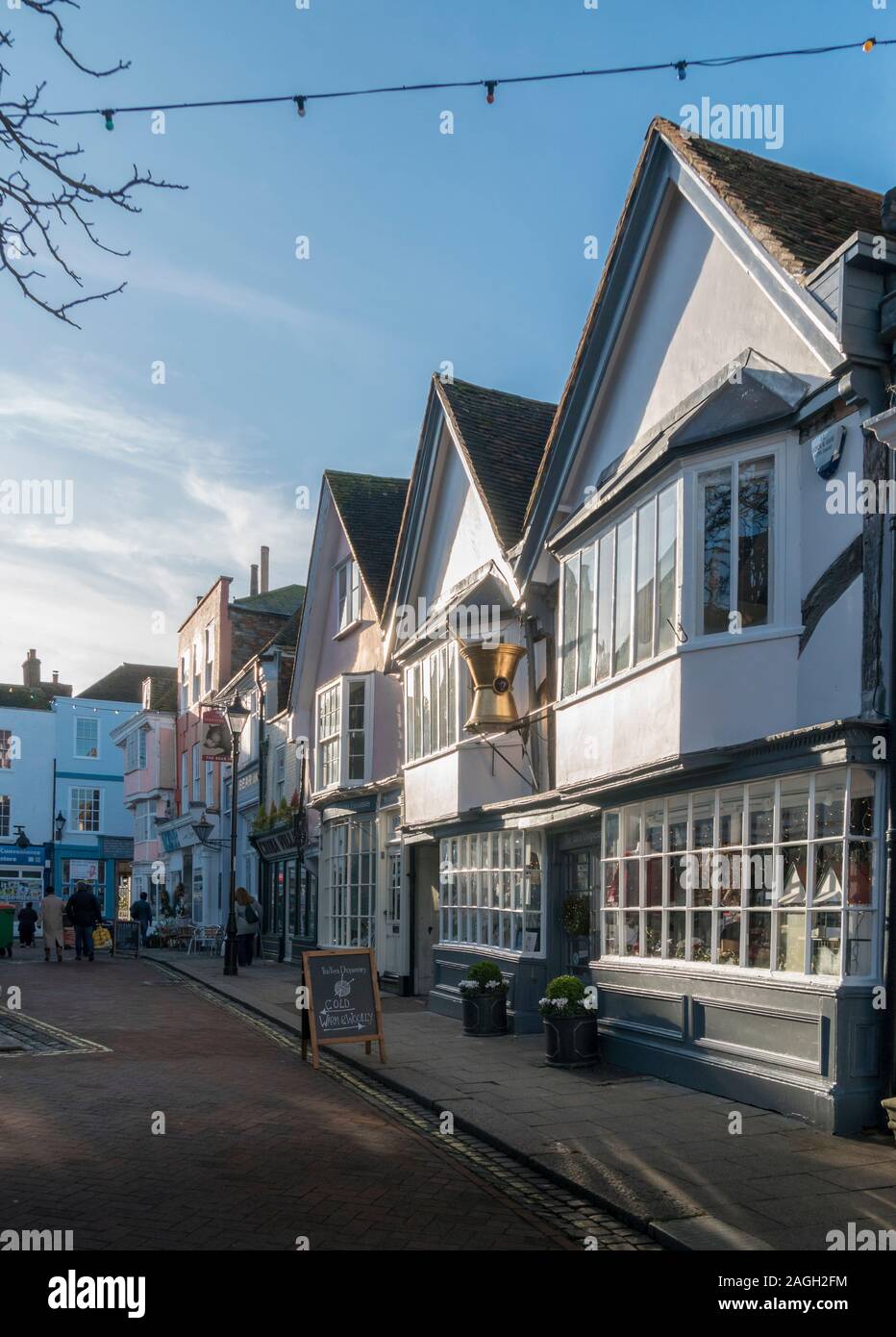View of Market Place in the medieval market town of Faversham, Kent, UK ...
