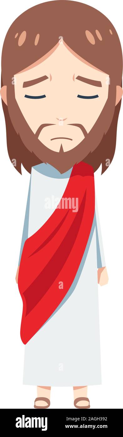 Cute Jesus is feeling sad. Isolated Vector illustration Stock Vector ...