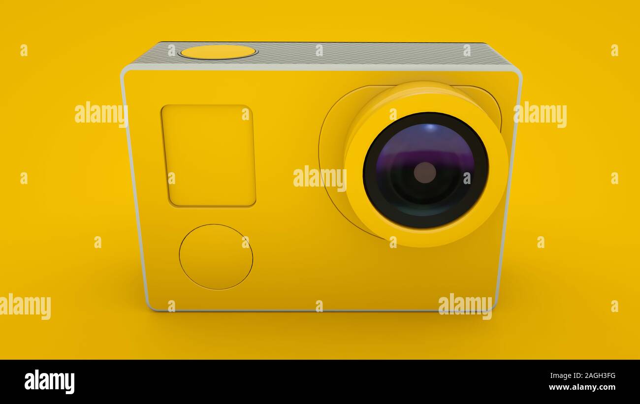 Yellow Action Camera isolated. 3D illustration Stock Photo - Alamy