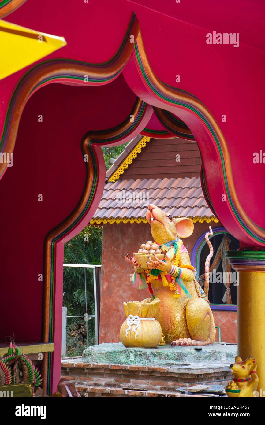 Rat statue in Buddhist temple where is public domain opened for ...