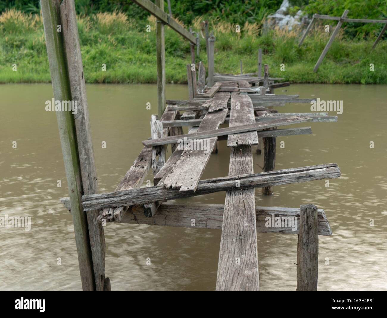 old broken wooden bridge Stock Photo - Alamy
